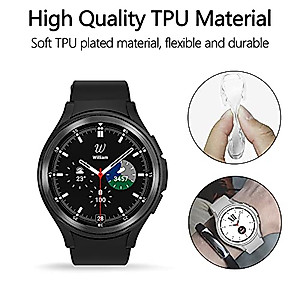 [4+4 Pack] BHARVEST for Samsung Galaxy Watch 4 Classic 46mm Screen Protector and Case, 4 Packs Flexible TPU Frame Cover with 4 Sets Tempered Glass Protective Film for Galaxy Watch 4 Classic 46mm