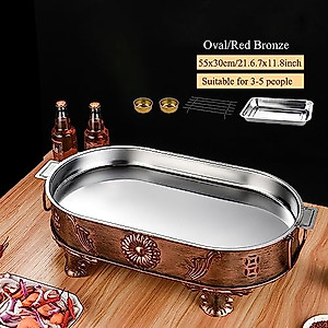 Oval Chafers and Buffet Warmers Stainless Steel Chafing Dish Buffet Set Large Seafood Platter Tray with Food & Water Pan, Frame, Fuel Holder for Event Party Holiday (55CM)