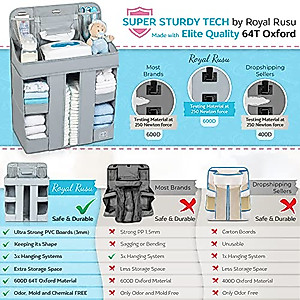 XL Hanging Diaper Caddy Organizer – Reinforced Diaper Stacker for Crib that Keeps Shape – Hanging Diaper Organizer for Changing Table, Playard, Wall & Door – Diaper Holder for Newborn Baby Girl & Boy