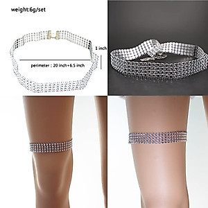 Boho crystal Leg Chain Sparkly Body Chains Thigh Belt Chain Fashion Jewelry Accessories for Women and Girls Silver