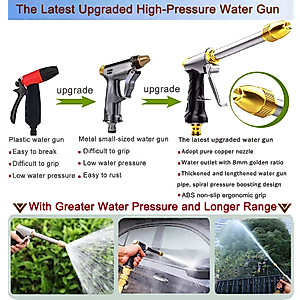 Upgrade Garden Hose Nozzle,100% Heavy Duty Metal Spray Gun With Full Brass Nozzle,High Pressure Water Hose Nozzle Sprayer Head,3/4" Quick Connectors,for Lawn & Garden,Washing Cars,Showering Dogs&Pets