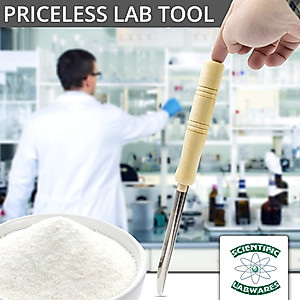 Scientific Labwares Lab Scoop Spatula with Wooden Handle - Pack of 6 - Soil Scooper Gardening Classroom Research Laboratory Veterinary Feeder