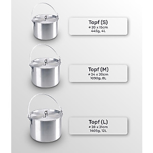 AceCamp® Camping Pot for Gas Stove Made of Aluminium with Handle and Lid [4L] - Camping Pots for Gas Cookers, Grills and Fire - Camping Pot Set Camping Pot - Camping Cooking Pot Set Camping