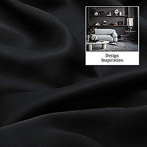 DUALIFE Black Blackout Curtain Panels/Drapes (60 Inch Wide by 120 Inch Length, 2 Panels) Solid Thermal Insulated Energy Efficient Bedroom Curtains for Hall/Dining Room Grommet Set of 2 Panels