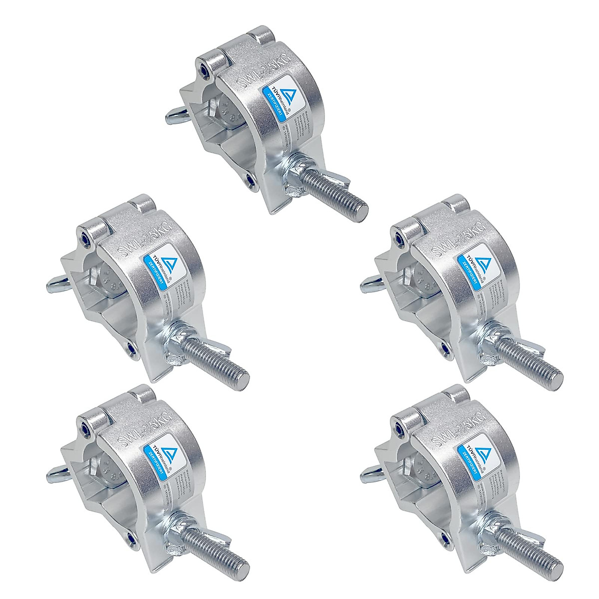 5 Pack Truss Clamps Stage Truss Lighting Clamp 5PCS Heavy Duty 165Lbs Stage Light Clamp 32-35mm O Clamp Aluminum Truss Finish Moving Head Light for LED PAR DJ Spots Lights, TUV Certificated（black）