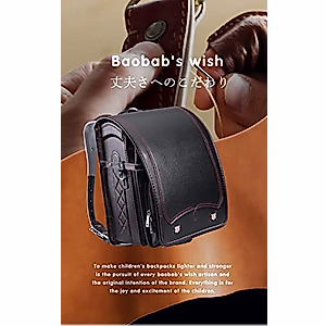 IwaiLoft Ransel Randoseru Backpack Automatic Satchel Japanese School Bag Cherry Blossom Sakura Embroidery PU Bookbag For Girls (Black)