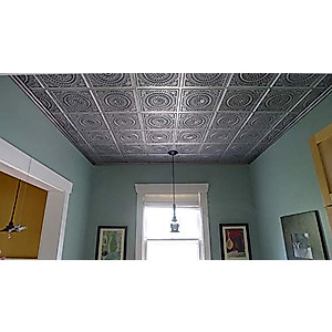 Grandma's Doilies Quartet-Faux Tin Ceiling Tile - Antique Silver 25-Pack