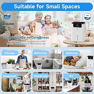 Hoomkicen Dehumidifier for Bedroom, 68 OZ Dehumidifiers for Home Basement with Auto Defrost Timer Colorful Light, Small Dehumidifier for Bathroom RV Closet Room (500 sq. ft) D1