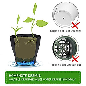homenote Plant Pots, Set of 15 Plastic Planters with Multiple Drainage Holes and Tray 6 inch Indoor Plant Pot for All Home Garden Flowers Succulents (Black)