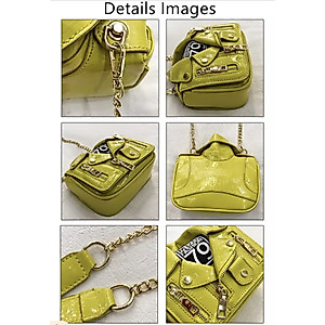 LavishMade Women chain Handbag Motorcycle Jacket RIvet Shoulder Crossbody Pink