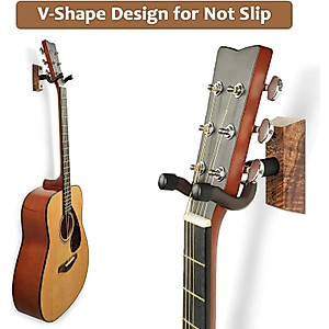 SNIGJAT Guitar Wall Mount, Hardwood Guitar Wall Hanger, 2 Pack Guitar Hanger, V-Shaped Guitar Holder Wall Mount, Guitar Accessories for Acoustic Electric Guitar Bass, Gift for Guitar Player