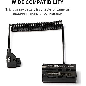 ZITAY D-tap Ptap to NP-F550 Dummy Battery Compatible for Sony NP-F550/770/570 NP-F970 Power LED Light Feelworld Atomos Ninja Monitor for DP30 LE Vmount AB Battery