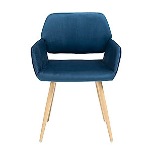 EEBUIHUI Modern Dining Room Living Room Accent Arm Chairs Club Guest with Solid Wood Legs Velet Fabric Upholstered Side Dining Chair for Living Room Dining Room Kitchen (Blue)