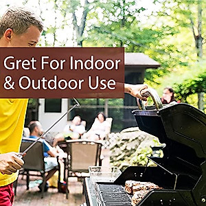 LQLMCOS Food Flipper Turner Hooks Stainless Steel BBQ Meat Hooks Cooking Barbecue Turners Hooks Grill Accessories with Wooden Handle for Grilling & Smoking (Style B - Right Handed)