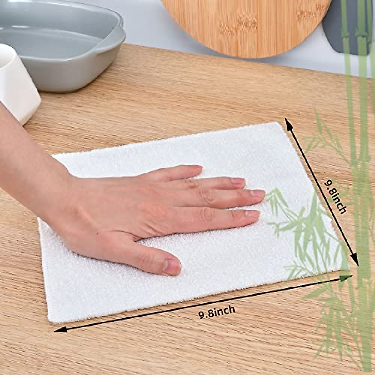 belhope Bamboo Kitchen Dish Cloths, Absorbent Quick Drying Reusable Cleaning Cloths, 9.8 x 9.8 Inches, 6-Pack, White