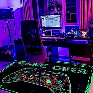 Csivoisw Gamer Rug Boys Gaming Rug for Kid Bedroom Game Printed Carpet, Glow in The Blacklight Game Rug, Playroom Large Non-Slip Rug Mat for Teen Boys Girls Room Decor 60x39 Inch