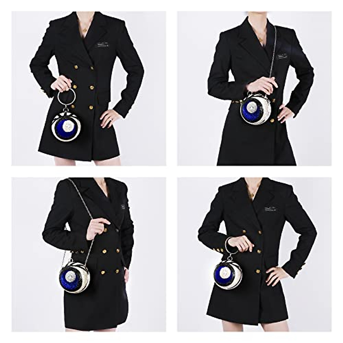 Evevictor Round Ball Shaped Crystal Evening Clutch Purse Rhinestone Wedding Bag Crystal Party Handbag for Women