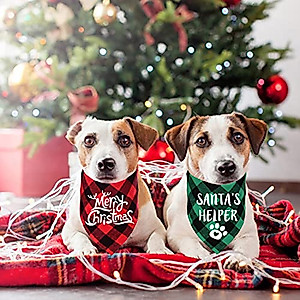 STMK Holiday Plaid Dog Bandanas, 4 Pack Halloween Thanksgiving Day Christmas Dog Bandana for Halloween Thanksgiving Day Christmas Dog Puppy Costume Decorations (Holiday Style)