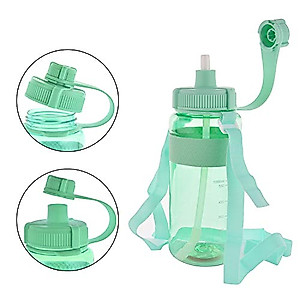 GTI 32 oz Water Bottle with Straw, BPA Free Leak Proof Wide Mouth Portable Sports Water Jugs for Fitness And Outdoor Enthusiasts, Plastic Drink Water Bottle with Scale Strap - Green