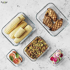 Fusion Gourmet 9 cup - 72oz X-Large Glass Food Storage Containers with Lids - Medium and Small Baking Containers, Leakproof, Airtight
