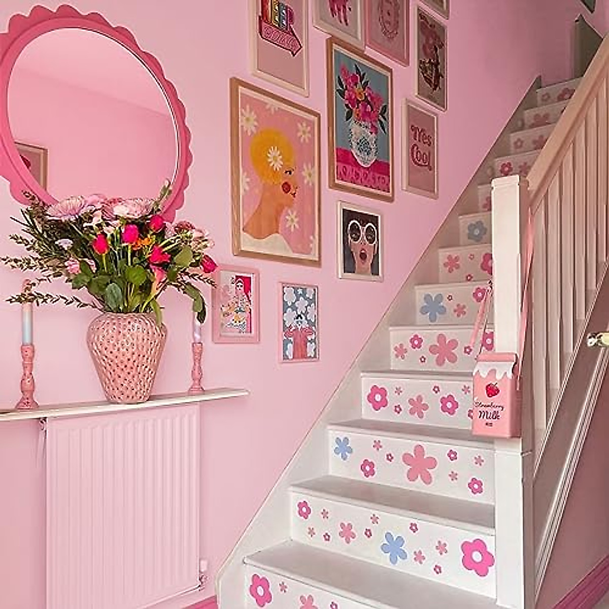 Abyssaly Pink Wallpaper 15.7" X 118" Pink Peel and Stick Wallpaper Self-Adhesive Removable Contact Paper for Cabinets Girls Bedroom Furniture Home Decor