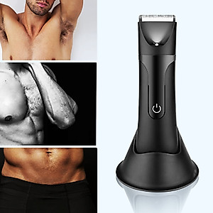 BESTBOMG Groin Hair Trimmer for Men, Ball Shaver, Electric Body Trimmer, Waterproof Wet/Dry Groomer, 90 Minutes Shaving After Fully Charged, Replaceable Ceramic Blade Heads