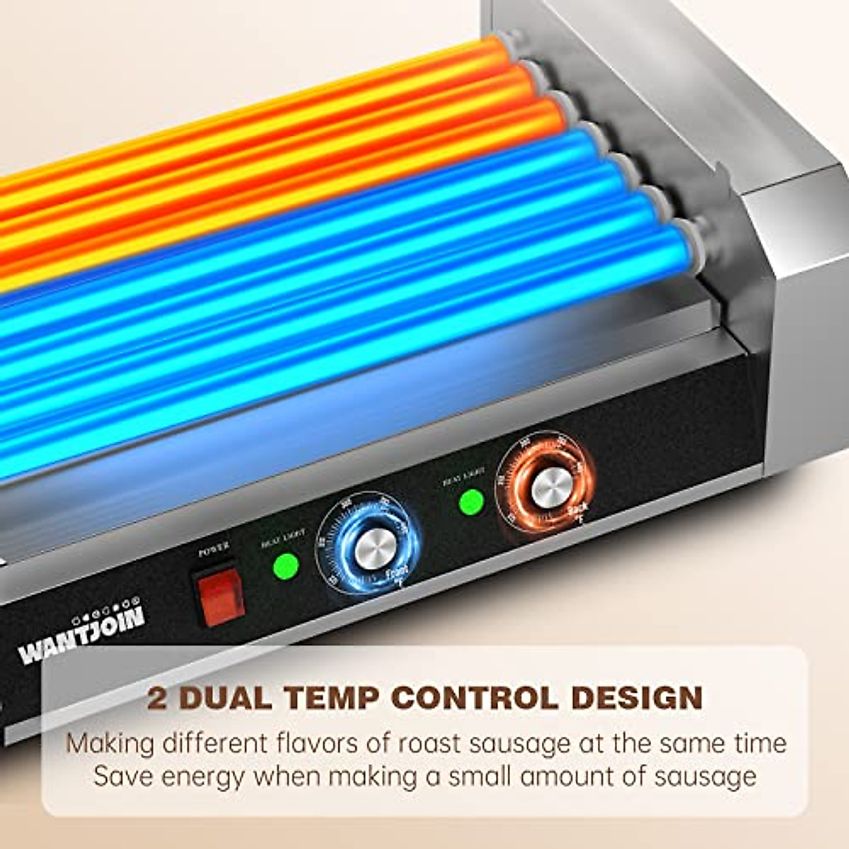 WantJoin Hot Dog Grill Machine, Commercial Electric Hot Dog roller Sausage Machine Hot-dog 7 Roller Grill Cooker Machine (silver)