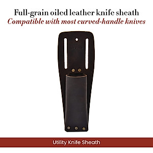 Style n Craft Utility Knife Sheath, Full-Grain Oiled Leather Knife Sheath, Compatible with Most Curved-Handle Knives (#70010), Dark Brown