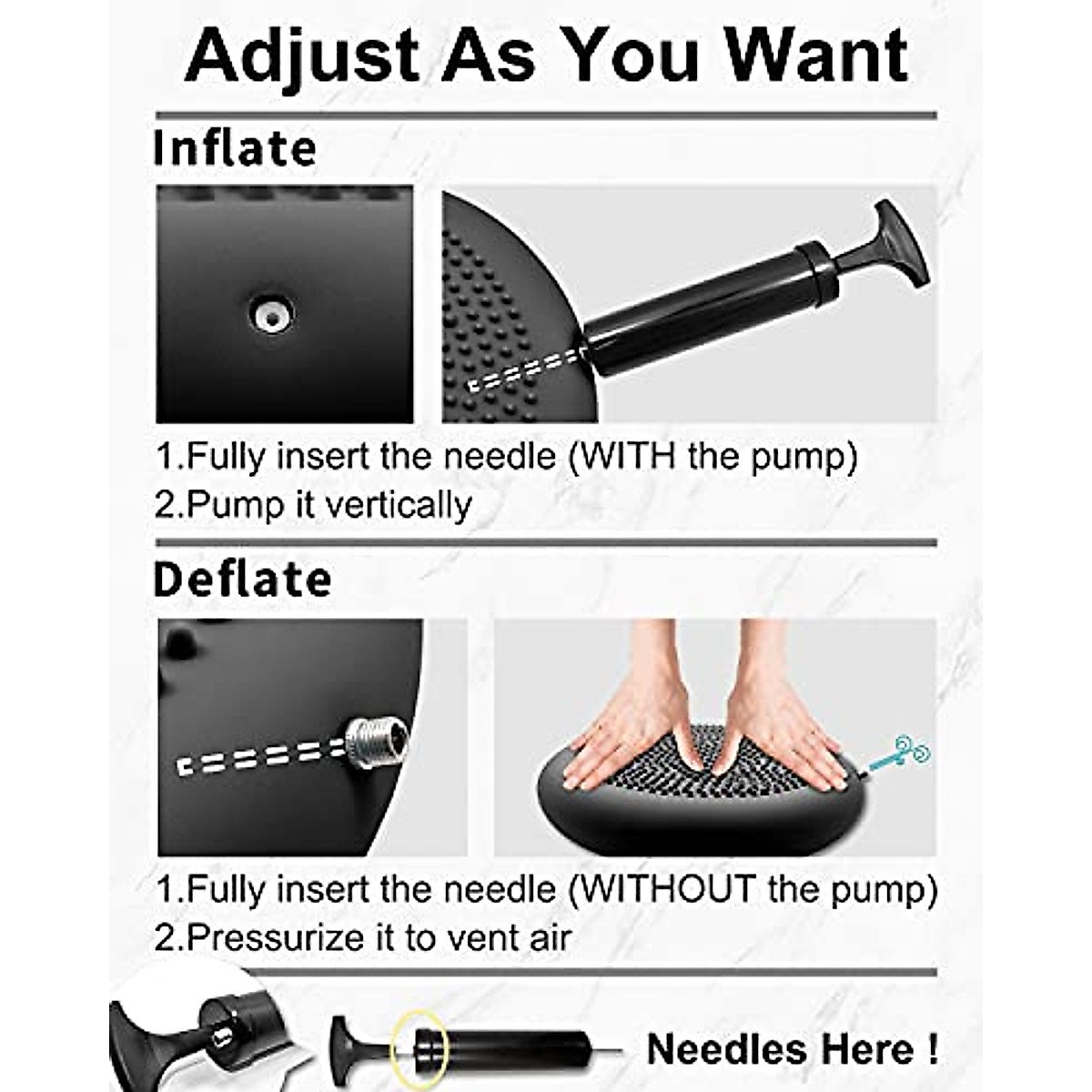 Tumaz Wobble Cushion - Wiggle Seat to Improve Sitting Posture & Stay Focused for Sensory Kids, Balance Disc to Relief Back Pain & Core Strength & Flexible Seating [Extra Thick, Pump Included]