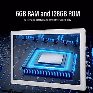 DAUERHAFT 4G Phone Tablet, 6GB RAM 128GB ROM Octa Core 10.1 Inch Tablet for Entertainment for Android 10 (Silver)