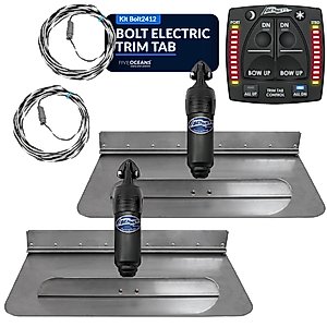 Bennett Bolt Electric Trim Tab System 24" x 12", Includes Integrated Helm Control, Actuators, Wires Harnesses and Mounting Hardware, Complete Kit BOLT2412, 12V DC - FO4585