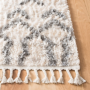 SAFAVIEH Berber Fringe Shag Collection Area Rug - 9' x 12', Cream & Grey, Moroccan Design, Non-Shedding & Easy Care, 1.2-inch Thick Ideal for High Traffic Areas in Living Room, Bedroom (BFG611A)