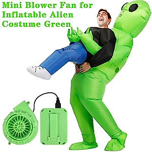 Wittocs Costume Fan Green Mini Blower Fan for Dinosaur Inflatable Costume Blow up Costumes Fan Halloween Christmas Cosplay Inflatable St Patricks Day Costume Clothing Suits