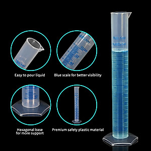 APLANET Plastic Graduated Cylinders and Beakers, 10ml, 25ml, 50ml, 100ml Cylinders with 50ml, 100ml, 250ml, 500ml, 1000ml Beakers and 1 Tube Brush, Ideal for Home and School Science Lab