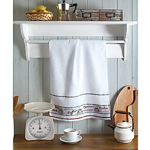 Cackleberry Home Coffee Mocha Latte Jacquard Border Terry Kitchen Towels 17 x 27 Inches, Set of 4