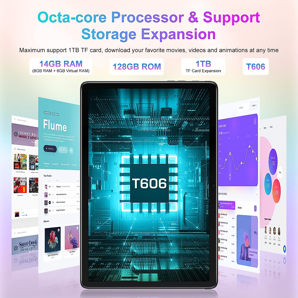 OSCAL 10.1 Inch Tablet(14+128GB) 1TB Expansion, Android 12 Tablet Computer, 13+8MP Camera, Octa-Core Processor, 6580mAh Battery, BT 5.0, 2.4G/5G WiFi, Parent Control, Google GMS Certified