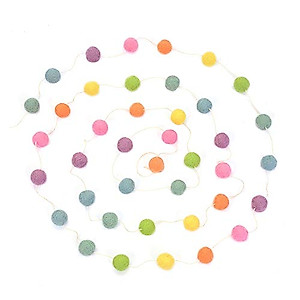 Glaciart One Wool Felt Ball Garland (2-Pack) - Pom Pom Garland - 9 Feet, 40 Balls, 7 Pastel Colors, Pom Pom Decorations, Nursery Decor, Bunting, Birthday Party Decorations, Easter, Photo Prop