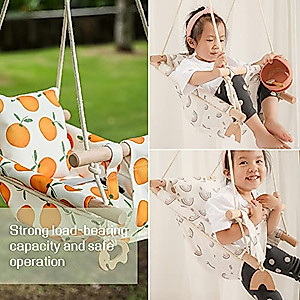 Canvas Baby Hammock Swing for Infants and Toddler up to 4 Year, Indoor and Outdoor Hanging Swing Chair Seat with Soft Cushion/Safety Belt/Mounting Hardware,Orange