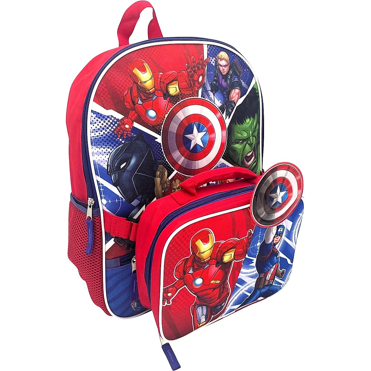 Fast Forward Kid's Licensed POP-OUT 16" Backpack With Lunch Box Combo Set (Avengers)