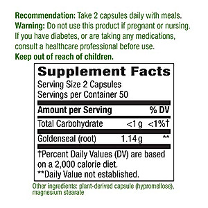Nature’s Way Goldenseal Root, Traditional Digestive Support*, 100 Capsules