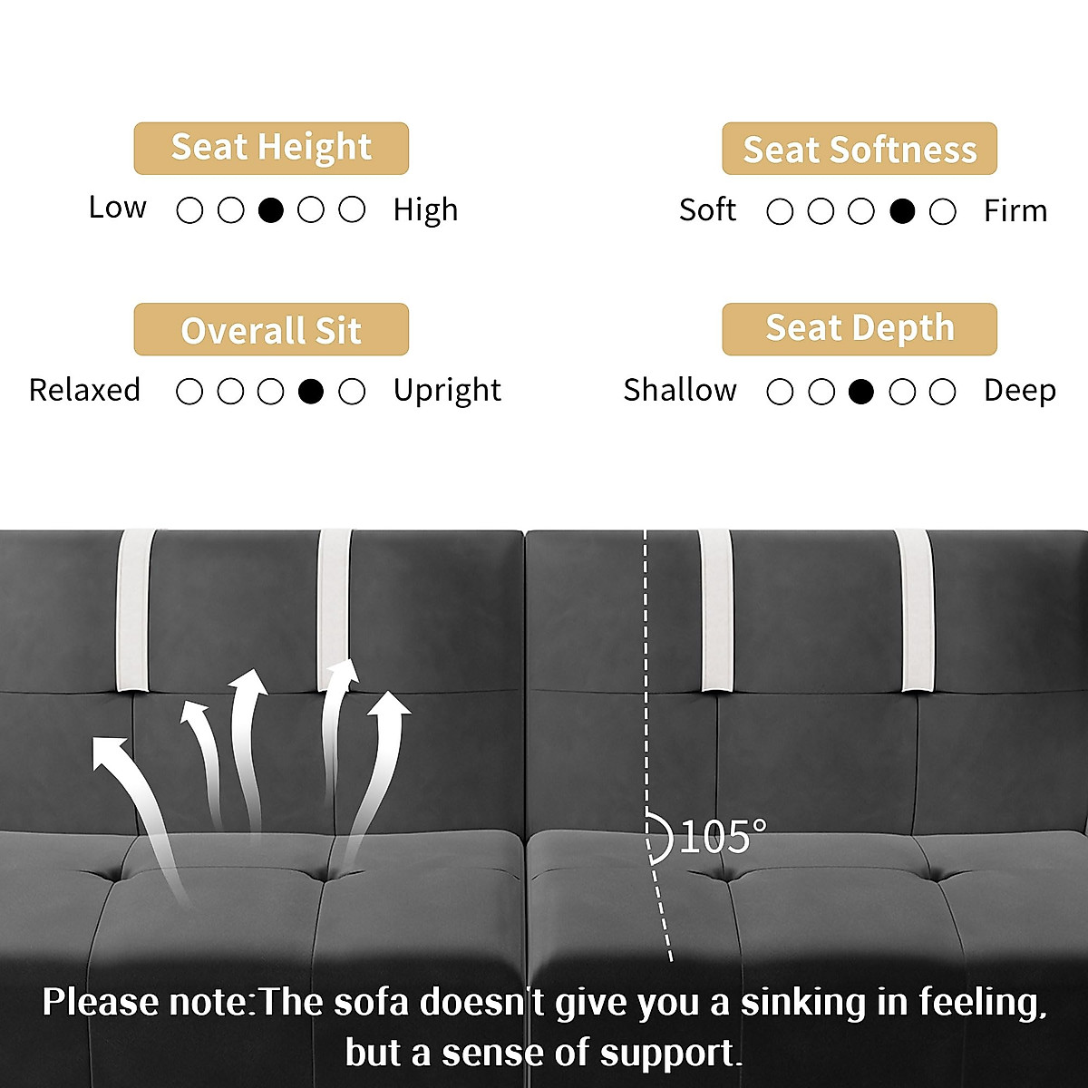 Shintenchi Futon Sofa Bed Modern Folding Sleeper Couch Bed for Living Room,Velvet Loveseat Sofa Couch Sofa cama for Apartments Office Small Spaces,w/Adjustable Armrests Backrest,Black