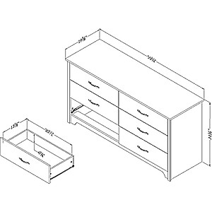 South Store FURNITURE Fusion 6-Drawer Double Dresser Pure Black