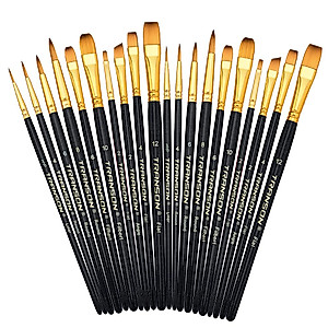Transon 20pcs Art Painting Brush Set for Acrylic Watercolor Gouache Hobby Craft Face Painting