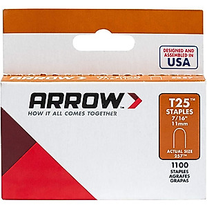 Arrow Heavy Duty T25 Round Crown Staples for Cable and Low Voltage Wiring, 1100 Pack, 7/16 Inch