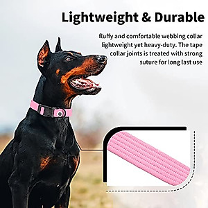 lynxking Dog Collar Soft Padded Breathable Cotton Solid Color Strong Adjustable Pet Collar for Little Puppy