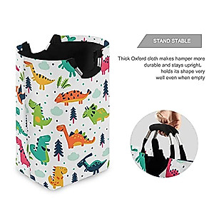 xigua Laundry Hamper Basket Cartoon Dinosaur Collapsible Nursery Storage Bin Waterproof Clothing Baskets for Home Bedroom Bathroom Washing Room