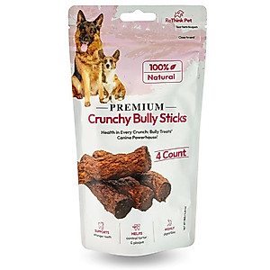 ReThink Pet 4 Pcs Premium Crunchy Bully Sticks for Dogs, All Natural Beef Dog Chews, Training Treats for Dogs, Bully Sticks for Aggressive Chewers, Best Dog Treat, Dog Treats for Medium to Small Dogs