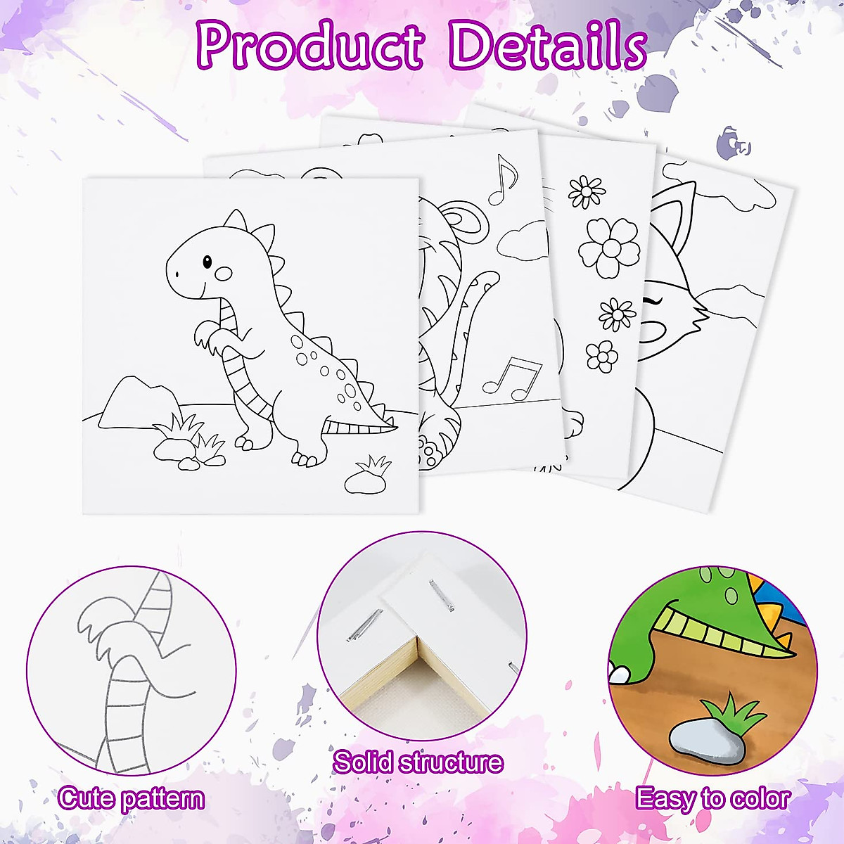 8 Pack Pre Drawn Canvas for Painting, 8" X 8" Cute Animals Painting Canvas Bulk, Art Canvases for Painting for Kids Students School Home, Easter Gifts