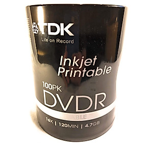 TDK DVDR 100PK Inkjet Printable Recordable