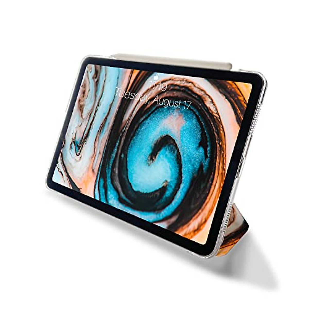 Cute Blue White Quicksand Marble Case Compatible with All Generations iPad Air Pro Mini 5 6 11 inch 12.9 10.9 10.2 9.7 7.9 Plastic Fabric Cover Slim Smart Stand SN873 (8.3" Mini 6th gen)